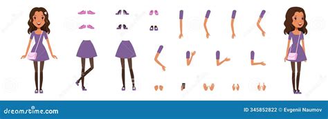 Teen Girl Character Creation With Body Part Vector Set Stock Illustration Illustration Of