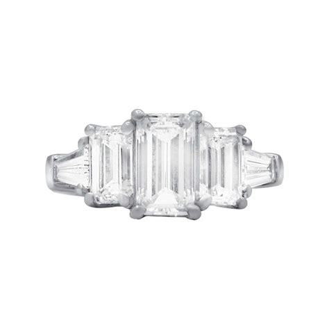 Certified 203 Carat Three Stone Engagement Ring With Two Gia Emeralds