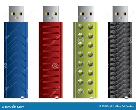 Various USB Sticks Set 4 Stock Vector Illustration Of Computer 13365455