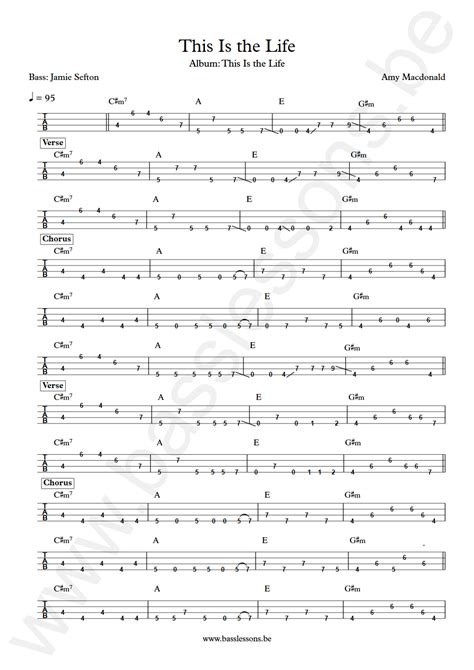 Amy Macdonald This Is The Life Bas Transcriptie Jamie Sefton