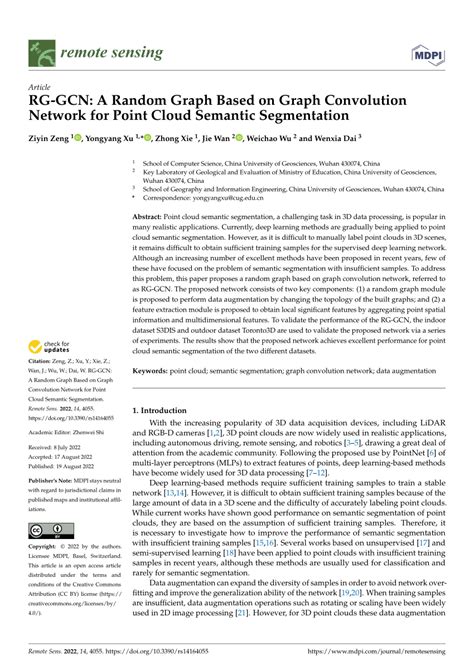 Pdf Rg Gcn A Random Graph Based On Graph Convolution Network For Point Cloud Semantic