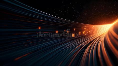 The Image Shows A Dark Abstract Background With Streaks Of Light Resembling Data Streams Or