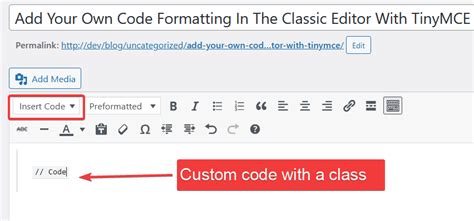 Add Your Own Code Formatting In The Classic Editor With Tinymce Katy