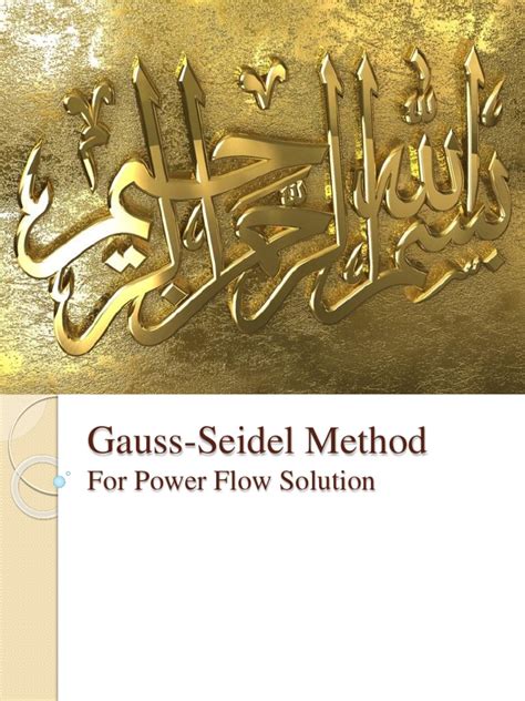 Gauss Seidel Method For Power Flow Solution Pdf Computer