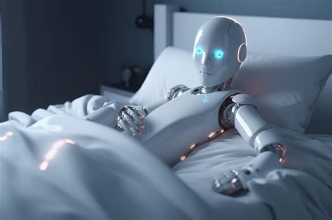 Premium Ai Image A Robot Laying In Bed With A White Sheet That Saysroboton It