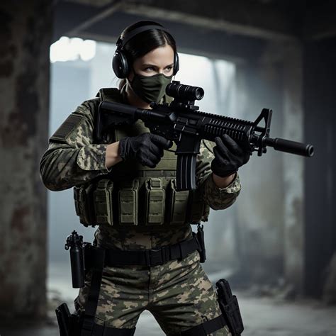 She Wears A Full Combat Torso Shell Black And Dark Silver Armored