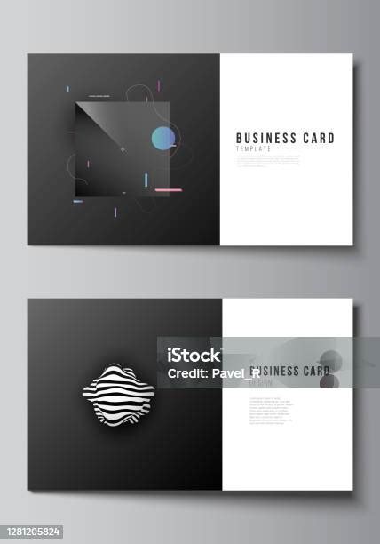 두 개의 창의적인 명함 디자인 템플릿 수평 템플릿 벡터 디자인의 벡터 레이아웃 기술 과학 미래 배경 공간 디자인 천문학 개념 0명에 대한 스톡 벡터 아트 및 기타 이미지