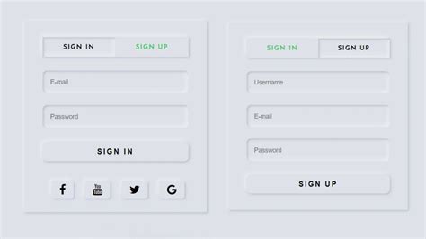 Neumorphism Login And Registration Form Using Html Css And Jquery R