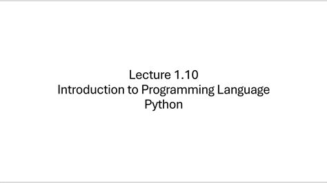Introduction To Programming Languages For Beginners Python