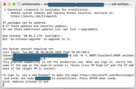 jupyter notebook ssh tunnelling error bind address already in use after 1st successful use