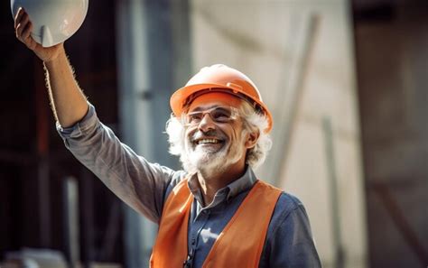Premium Ai Image Old Architect Wearing Hardhat Generative Ai