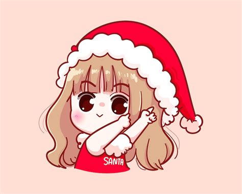 Милая девушка в костюме санта клауса указывая иллюстрации Премиум векторы