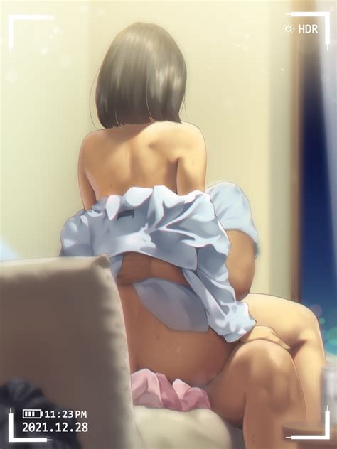 A X Original Commentary Redrawn Babe Girl Ass Back Battery Indicator Black Hair