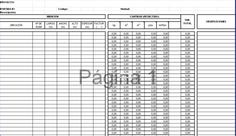 Planilla Para Computo Metrico En Doc Cad 1904 Kb Bibliocad