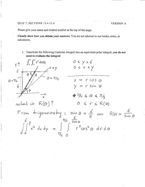 Quiz 7 Multivariable Calculus Math 2224 Docsity