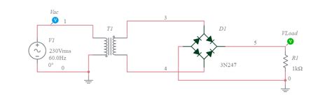 Bridge Rectifier Without Filter Circuit By Arjun Bansal Multisim Live