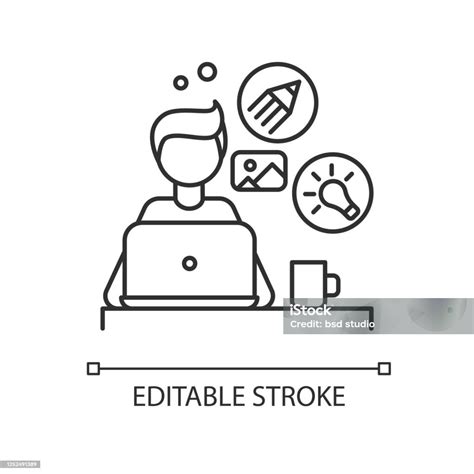 그래픽 디자이너 픽셀 완벽한 선형 아이콘 그래픽 편집 예술 디자인 온라인 프로젝트 얇은 선 사용자 정의 일러스트레이션 윤곽 기호입니다 벡터 격리 된 윤곽선 도면입니다 편집
