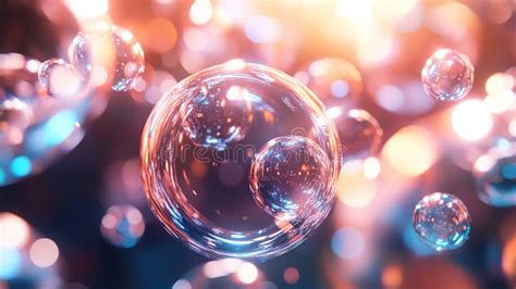 Glowing Spheres Float In Vibrant Bokeh Background Abstract Art Digital Design Stock Image