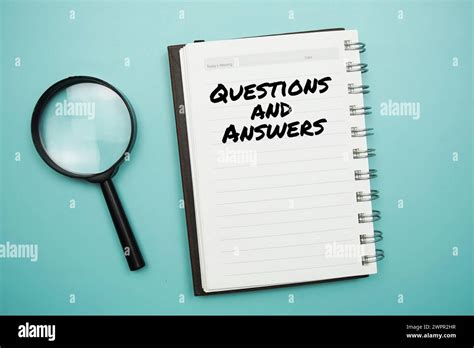 Questions And Answers Text Message Typography Text In A Notebook On Blue Background Stock Photo