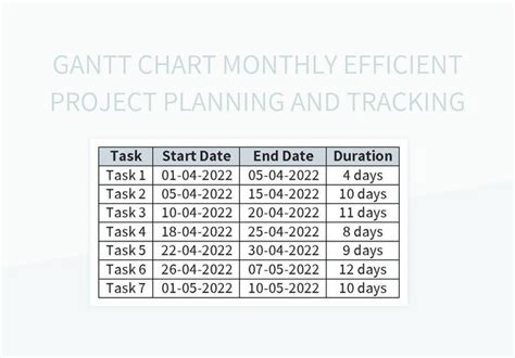 gantt chart monthly efficient project planning and tracking excel