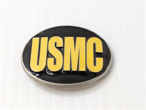 Us Marine Corps Pewter And Enamel Belt Buckle Usmc Blac Gem