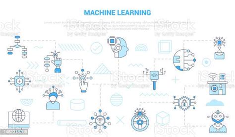 현대 파란색 스타일이 있는 아이콘 세트 템플릿 배너가 있는 기계 학습 개념 개념에 대한 스톡 벡터 아트 및 기타 이미지 개념 개념과 주제 과학 Istock