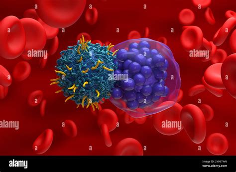 Car T Cell Therapy In Diffuse Large B Cell Lymphoma Dlbcl Closeup View 3d Illustration Stock