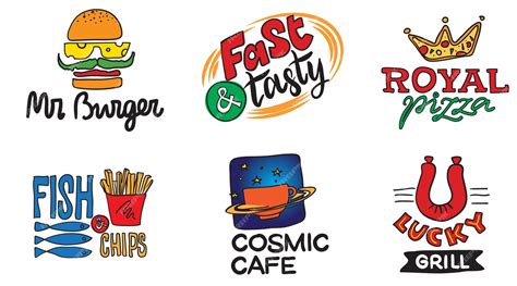 패스트 푸드 로고 템플릿 프리미엄 벡터