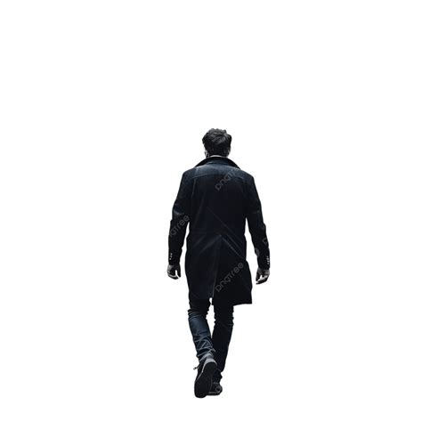 The Walking Fully Dark Man From Behind Walking Forward Walk Man