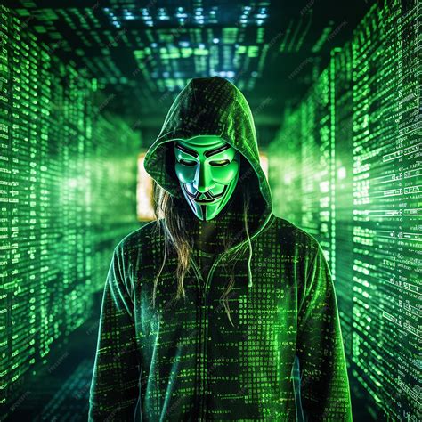 Premium Ai Image A Computer Hacker Wearing A Combination Of A Guy Ai Generated Image