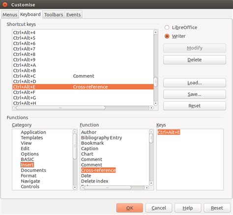 Shortcut Keys Where Has The Hotkey For Insert Cross Reference Gone In Libreoffice