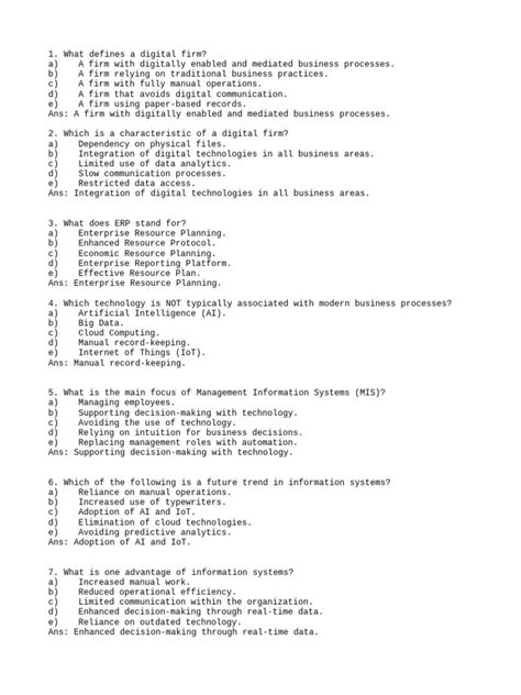 Mis Chapter 1 Quiz Pdf Internet Of Things Customer Relationship Management