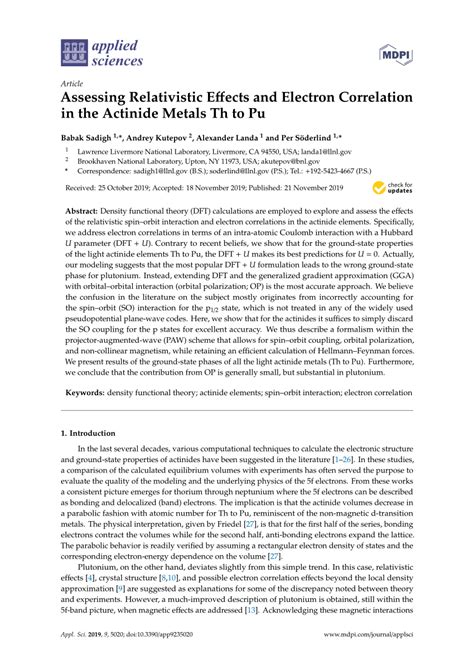 Pdf Assessing Relativistic Effects And Electron Correlation In The Actinide Metals Th To Pu