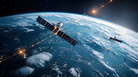 Global Satellite Network Orbiting Earth High Resolution Space