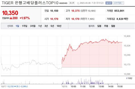 Tiger 은행고배당플러스top10 연 6 배당하는 은행주 Etf 코노의 잡학사전