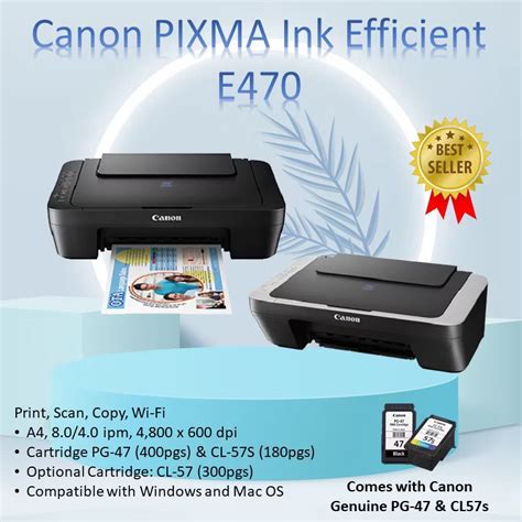 Canon Pixma E470 Inkjet Printer Print Scan Copy Wifi Computers And Tech Printers Scanners