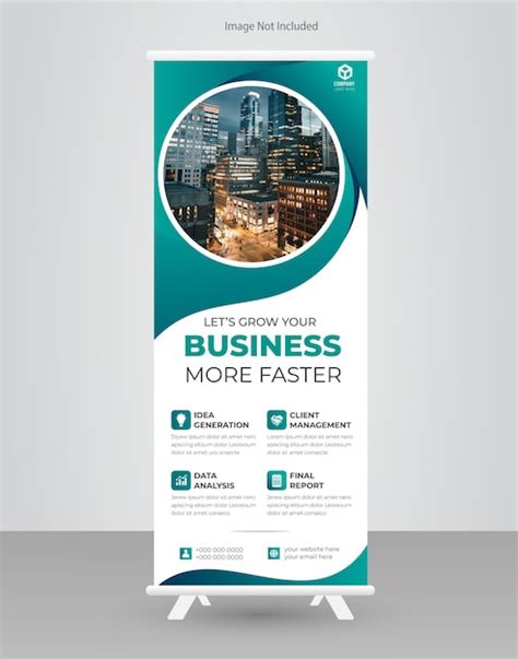 브랜드 홍보 또는 기업 대행사를 위한 롤업 배너 템플릿 디자인 프리미엄 벡터