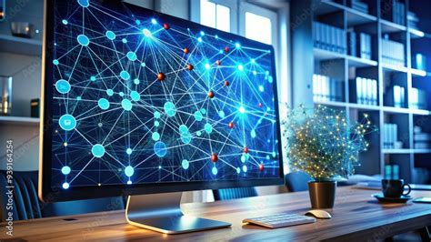 Modern Computer Screen Displaying A Complex Network Of Interconnected Nodes And Graphs
