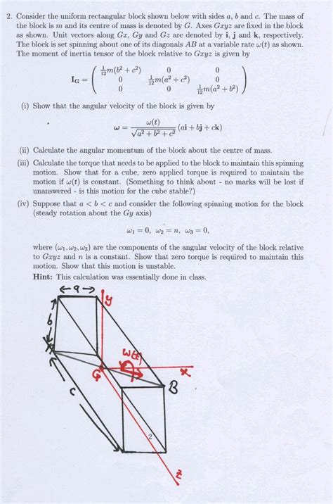 Solved Consider The Uniform Rectangular Block Shown Below Chegg