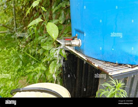Overflow Valve Water Collection Tank Under A Roof With A Drain Rain Water Harvesting Overflow Valve Water Collection Tank Under A Roof With A Drain Rain Water Harvesting