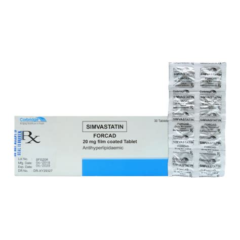 Forcad Simvastatin 20mg Film Coated Tablet 1s Price In The Philippines