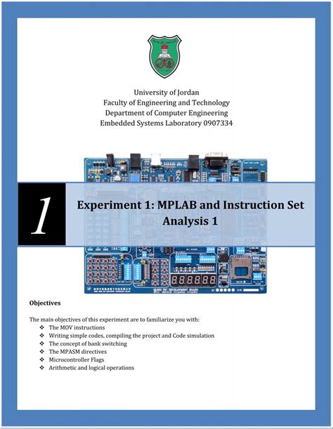 1 Experiment 1 Mplab And Instruction Set Analysis 1