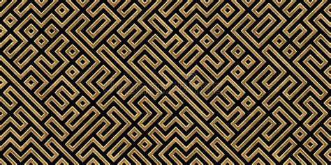 Seamless Golden Labyrinth Maze Pattern Stock Illustration