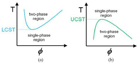 Temperature Vs Polymer Volume Fraction A Lcst Behavior And B Ucst Download Scientific