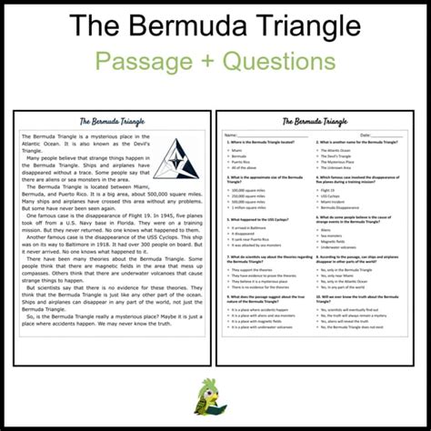 The Bermuda Triangle Reading Comprehension And Word Search Tpt