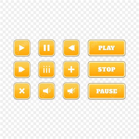 Settings Button Vector Art Png Orange Color Game Button Set Game Button Set Png Image For