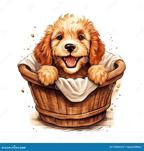 Cute Watercolor Cockapoo Dog Breed Illustration Stock Illustration