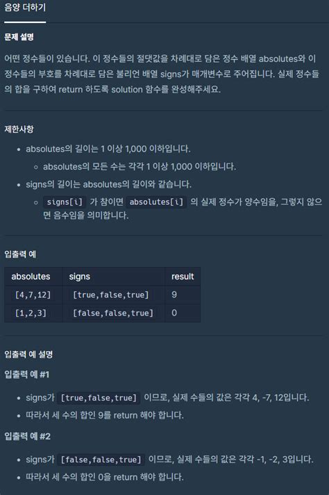 프로그래머스 음양 더하기 Java Level1
