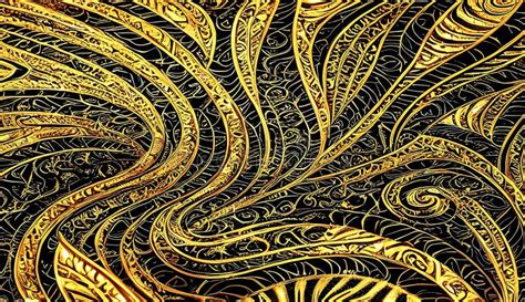 Abstract Gold Background Fantastic Golden Metal Floral Patterns