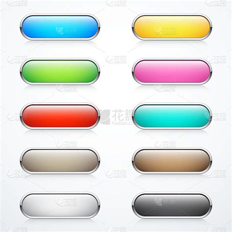 一组圆形按钮矢量图